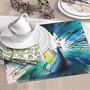 Peacock Spread Its Wings Printed Drying Mat For Kitchen Ultra Absorbent Microfiber Dishes Drainer Mats Non-Slip Silicone Quick Dry Pad - 18 X 16inch