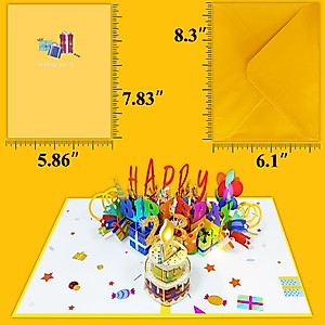 YIXIN Musical Birthday Cards with Light and Music, Blowable, 3D Birthday Popup Cards, Blow Out LED Light Candle– Plays Hit Song 'HAPPY Birthday' (Birthday Card)