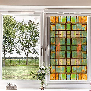 Frosted Window Film,Textured-Dirty-Image-Retro-Scratch-Style Frosted Glass Film,Heat Reflective Window Film Window Decals for Glass Doors 24×36 inch