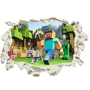 Minecraft Wall Decor, Kids Room Wall Decor, Wall Art Room Boys Bedroom Poster Mural Wallpaper Wall Stickers Gift
