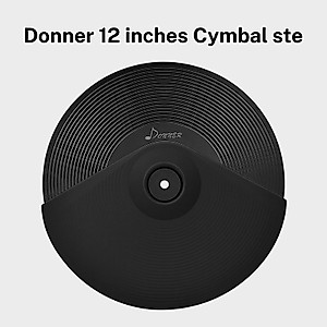 Donner Mute Cymbal Set with 12-inch Cymbals For electric drum kit, Signal Cable, Rack Clamp, And More Stable Iron Metal Bracket (For DED-200/300/400 Expansion)