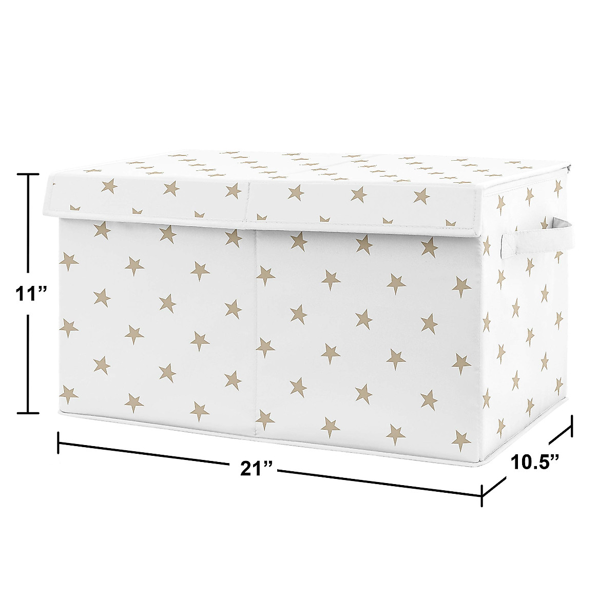 Sweet Jojo Designs Gold and White Celestial Star Girl Small Fabric Toy Bin Storage Box Chest For Baby Nursery or Kids Room