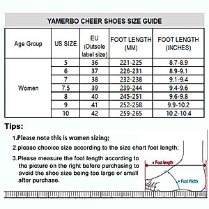 yamerbo Cheer Shoes for Youth Girls, White Varsity Cheerleading Shoes for Women, Breathable and Lightweight Dance Athletic Flats, Women Competition Training Tennis Sneaker Shoes -White 1