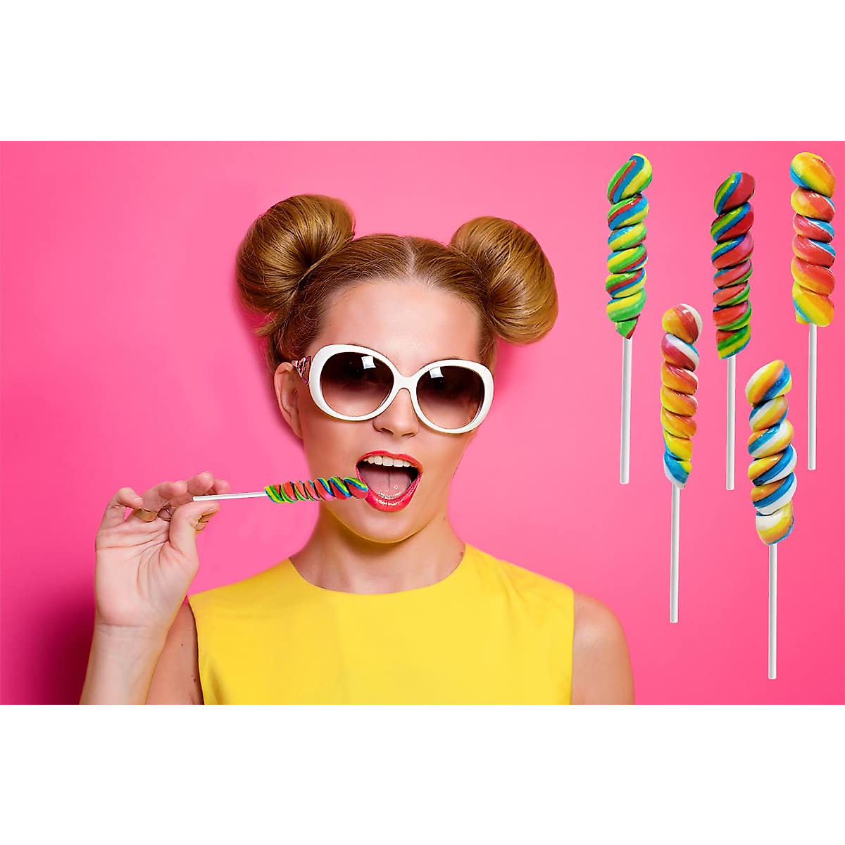 The Dreidel Company Rainbow Twist Lollipop, Mixed Fruit Flavor, Individually Wrapped, 3" Inch Sucker (12-Pack)