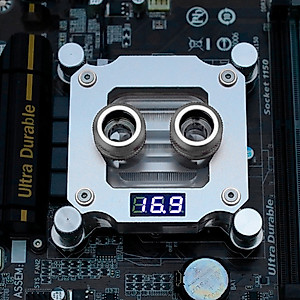 ASHATA CPU Waterblock,Richer-R Computer PC CPU Water Cooling Block Waterblock Liquid Cooler Copper Base with Temperature Display for