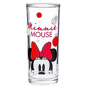 Silver Buffalo Disney Minnie Red Stripe Dots 4 Pack Tumbler Glass Set, 10 Ounces