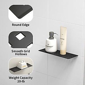 Bernkot Floating Shower Shelf, 10" Matte Black 304 Stainless Steel Recessed Wall Shelf for Lavatory, Rectangular Designed Heavy Duty Bathroom Shelf for Tiled Wall Remodel and Renovation