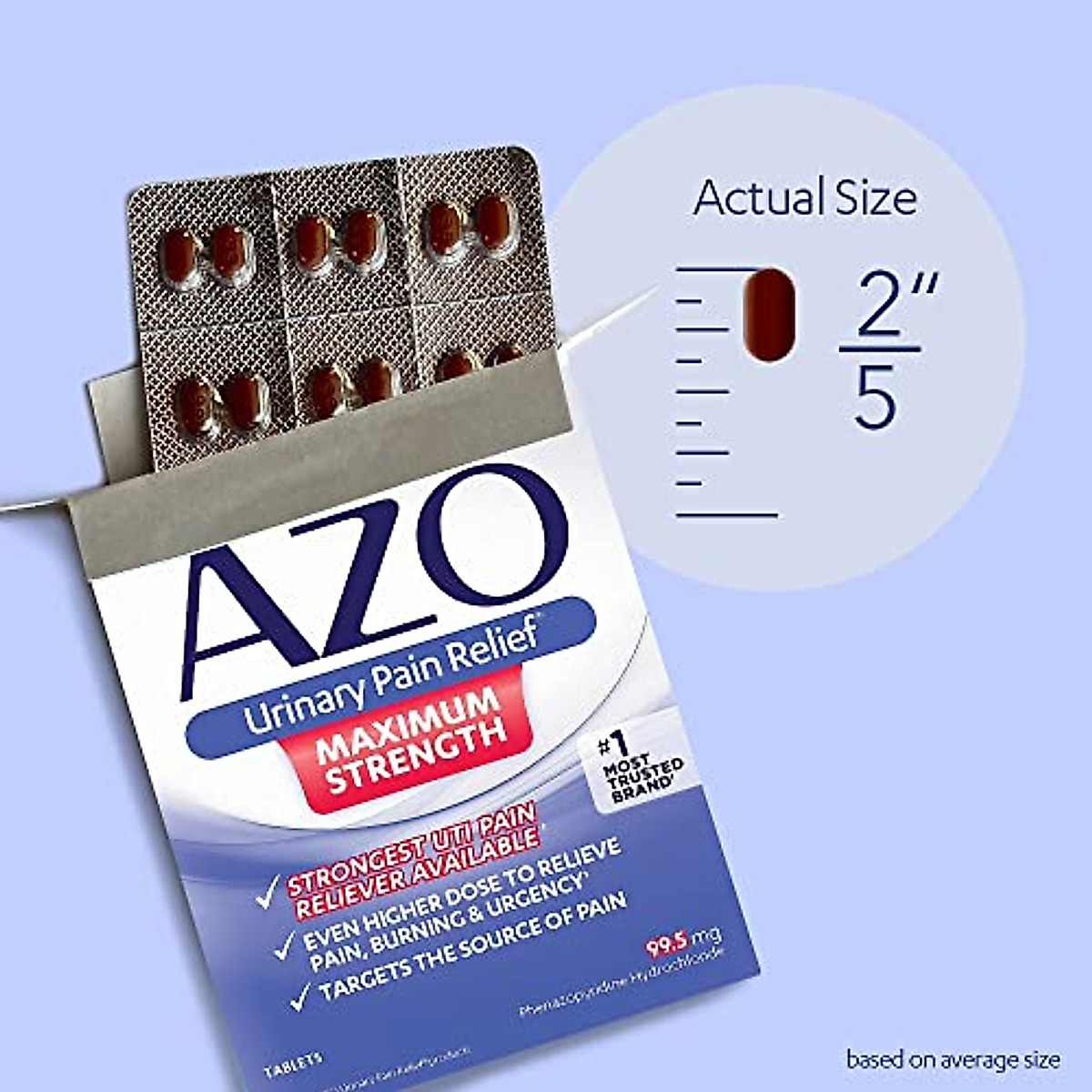 AZO Urinary Pain Relief Maximum Strength | Fast relief of UTI Pain, Burning & Urgency | Targets Source of Pain | #1 Most Trusted Brand | 24 Tablets