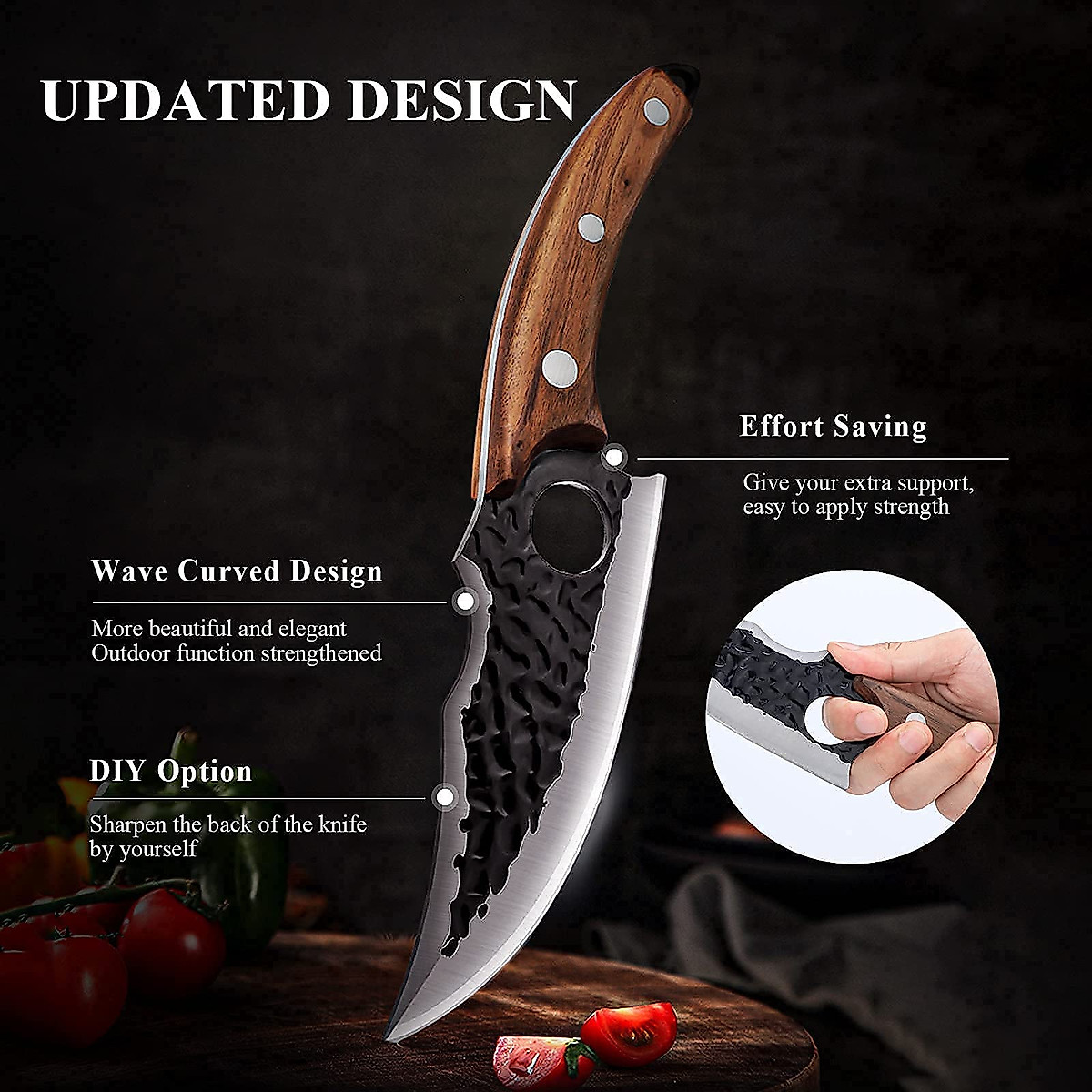 DRAGON RIOT Hybrid Viking Knife with Sheath Forged Boning Knife Multipurpose Meat Cleaver Butcher Knives Outdoor Camping BBQ Knife with Gift Box
