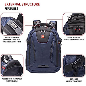 Swiss Eagle SmartScan Laptop Backpack with USB Port and Shoe Compartment designed to fit 15-inch Notebook