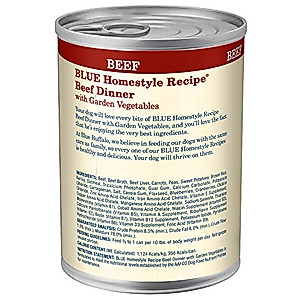 Blue Buffalo Homestyle Recipe Natural Adult Wet Dog Food, Beef 12.5-oz can (Pack of 12)