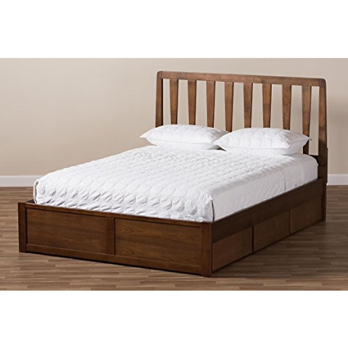 Baxton Studio Garonne Storage Platform Bed, Queen, Walnut Brown