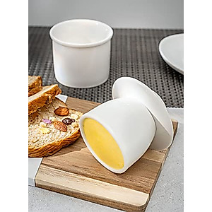 Sweese Butter Dish - Butter Crock for Counter with Water Line for Spreadable Butter - French Butter Keeper with Lid - No More Hard Butter - White, No. 305.101