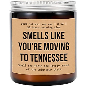 Smells Like You're Moving to Tennessee Candle - Moving to Tennessee Gift - Tennessee Housewarming Gift - Aromatherapy Glass Candle Jar - Non-Toxic Ingredients