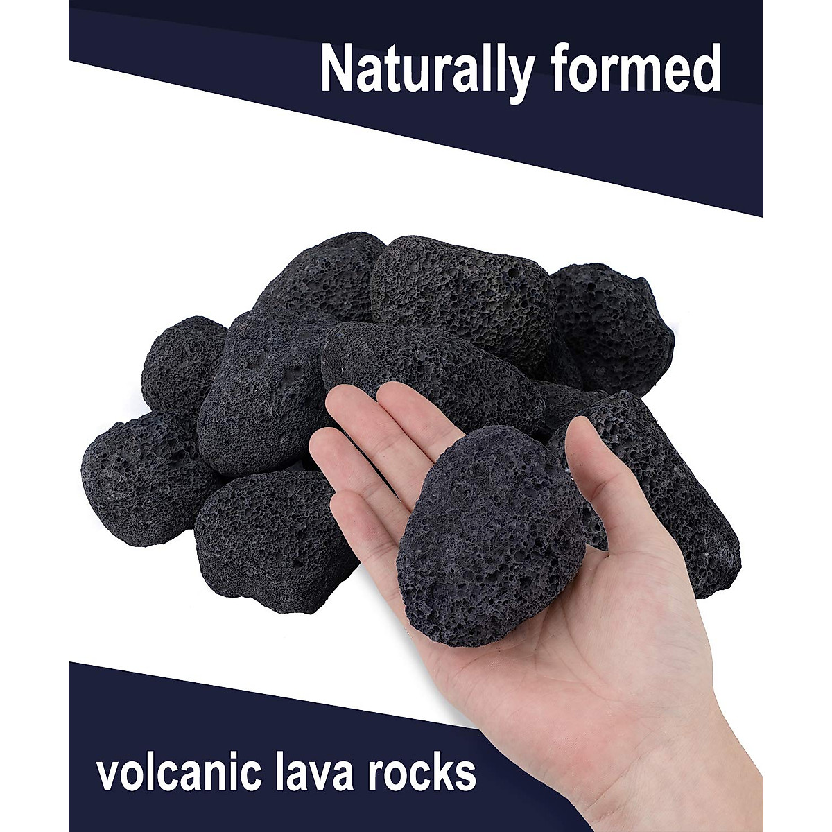 GASPRO 10 Pound Lava Rocks and 10 Piece Small Size Ceramic Fireplace Logs for All Types Fireplace and Fire Pit