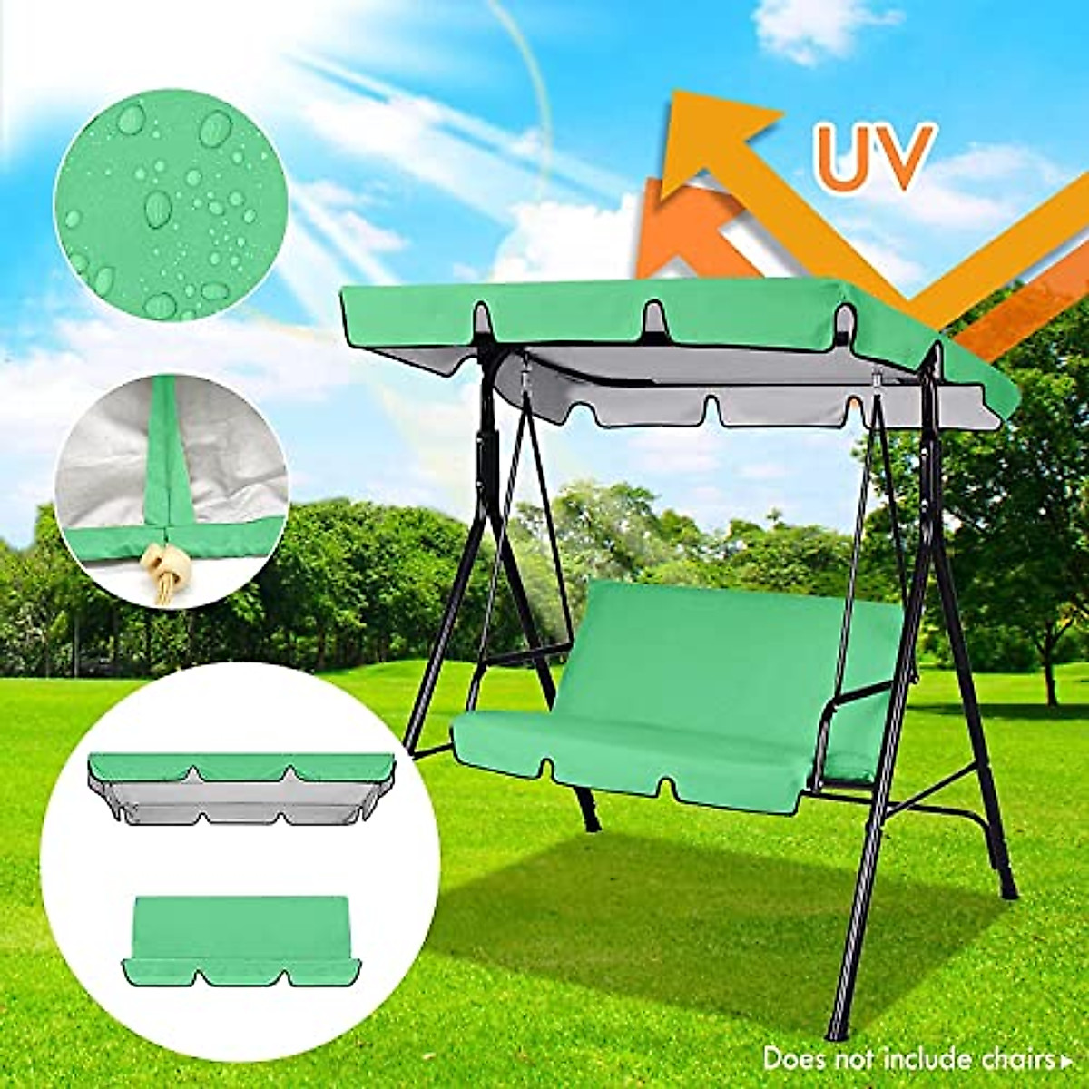 KFJZGZZ Replacement Cover Swing Ceiling Cloth Rain Cover Outdoor Awning Courtyard Patio Lawn & Garden Tree Swing for Adults Couch (0-Green, One Size)