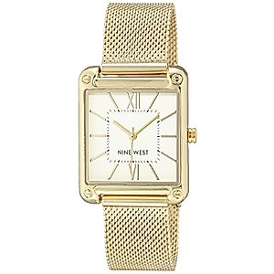 NINE WEST Women's Japanese Quartz Dress Watch with Stainless Steel Strap, Gold, 18 (Model: NW/2090CHGB)