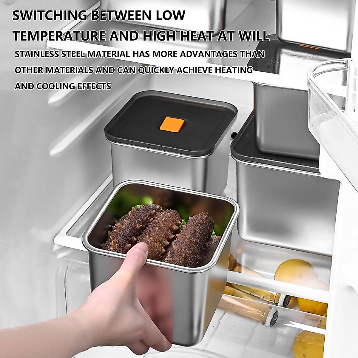 Stainless Steel Food Storage Containers with Lid, Food Lunch Box Containers Leak-proof Light Easy Set with Air Vent Snack Boxes Airtight Lunch Containers (65oz)