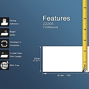 BETCKEY - Compatible Continuous Label Replacement for Brother DK-2205 (2-3/7" x 100'), Use with Brother QL Label Printers [10 Rolls/ + 2 Reusable Holder Frames]