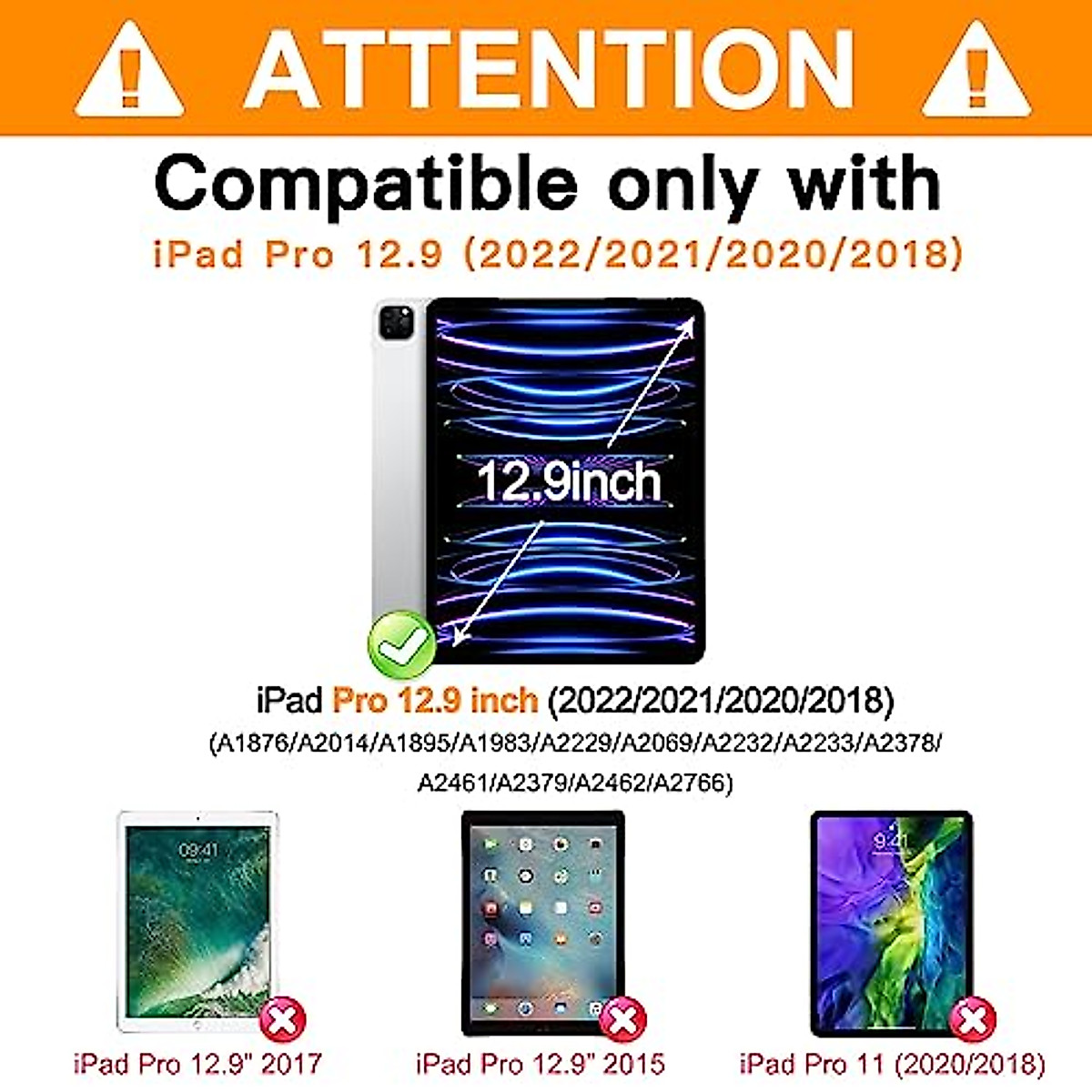 BATYUE iPad Pro 12.9 Case - Rugged Protective Case for iPad Pro 12.9-inch 6th/ 5th/ 4th/ 3rd Generation 2022/2021/ 2020/2018, iPad Pro 12.9 Cover with Pencil Holder/ 360° Swivel Stand - Frozen Blue