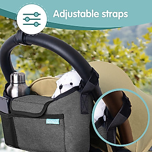Onco Stroller Organizer with Stroller Cup Holder - Universal Stroller Caddy with Stroller Phone Holder, Stroller Caddy Organizer with Cup Holder, Stroller Accessories & Baby Essentials, Stroller Bag