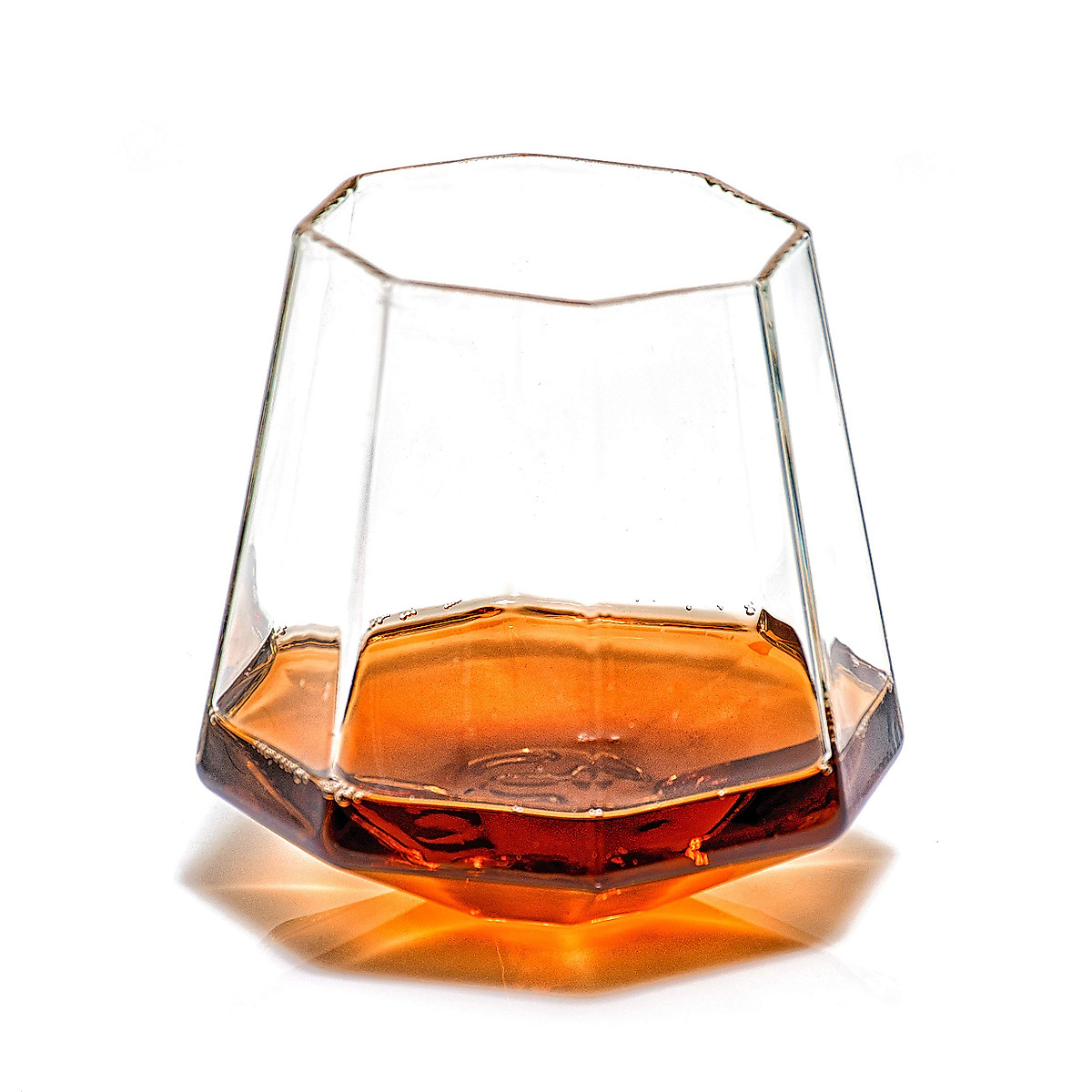 Prestige Decanters Diamond Whiskey Glasses - Rocks Glass for Rum, Tequila, Scotch Glasses - Whiskey Gifts - 10oz Cocktail, Lowball, Old Fashioned Glass (Set of 2) Unique Bar Decor & Bourbon Gifts
