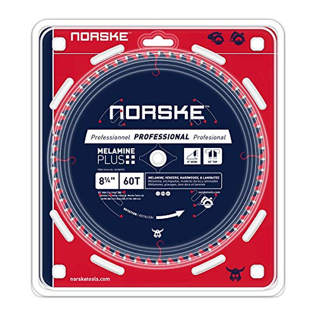 Norske Tools NCSBP272 8-1/4 inch 60T Melamine Plus Saw Blade for Ultra-Smooth Cutting of Melamine, Laminates, Hardwoods and Laminate Flooring 5/8 inch Bore with Diamond Knockout