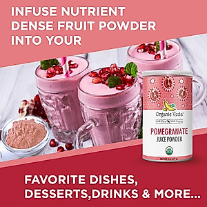 Organic Veda Pomegranate Juice Powder - Powdered Pomegranate Extract Rich in Vitamin C, Folate & Potassium - Pomegranate Concentrate For Salad, Yogurt, Ice Cream - Vegan, Non-GMO, Zero Gluten- 8oz