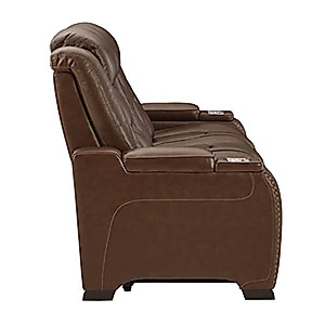 Signature Design by Ashley The Man-Den Reclining Sofa, Mahogany