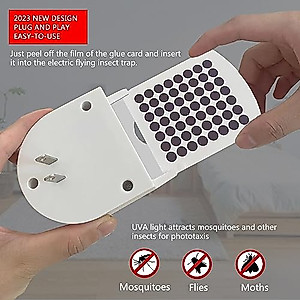 Qremove Flying Insect Trap Plug-in Fly Trap Indoor Gnat Moth Catcher Fly Tapper with Night Light Sticky Trap Boards UV Attractant Catcher for Home Office(3Packs)