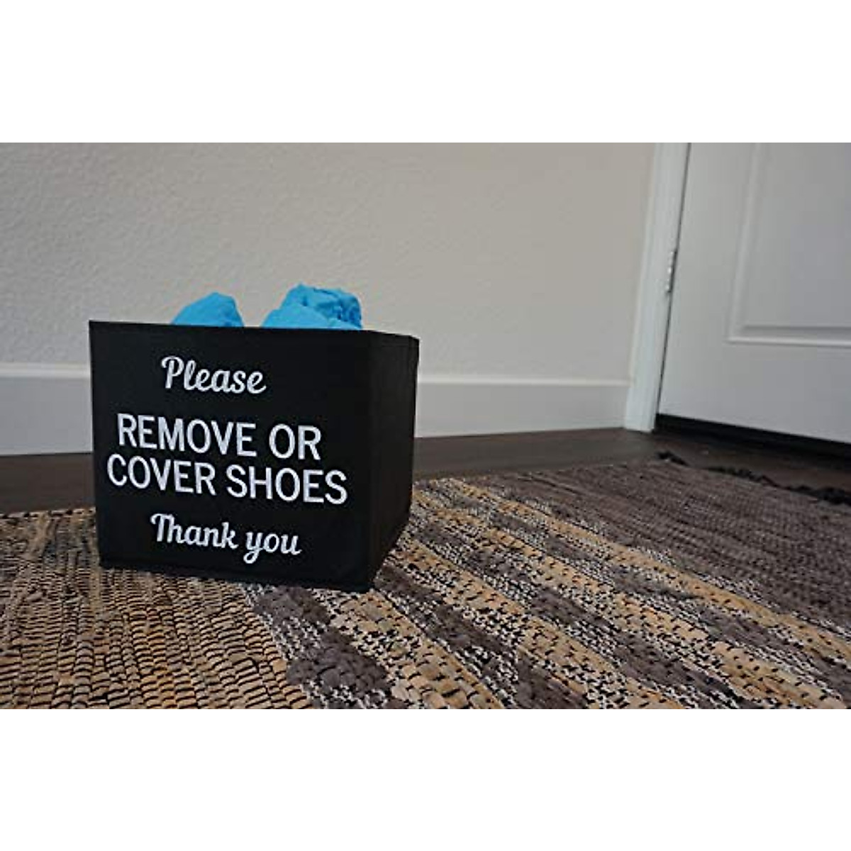 RE GOODS Shoe Covers Box - Real Estate Agent Supplies , Disposable Shoe Bootie Holder For Realtor Listings and Open Houses , Please Cover or Remove Shoes Bin , Shoe Bootie Basket