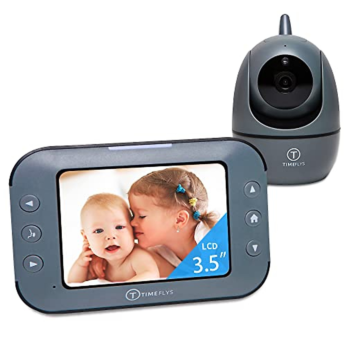 TimeFlys Baby Monitor with Camera and Audio, 3.5''Display, Pan-Tilt-Zoom Video, Night Vision, 2-Way Talk, Temperature, 8 Lullabies and 1000ft Range Baby Monitor No WiFi for Elderly Pet