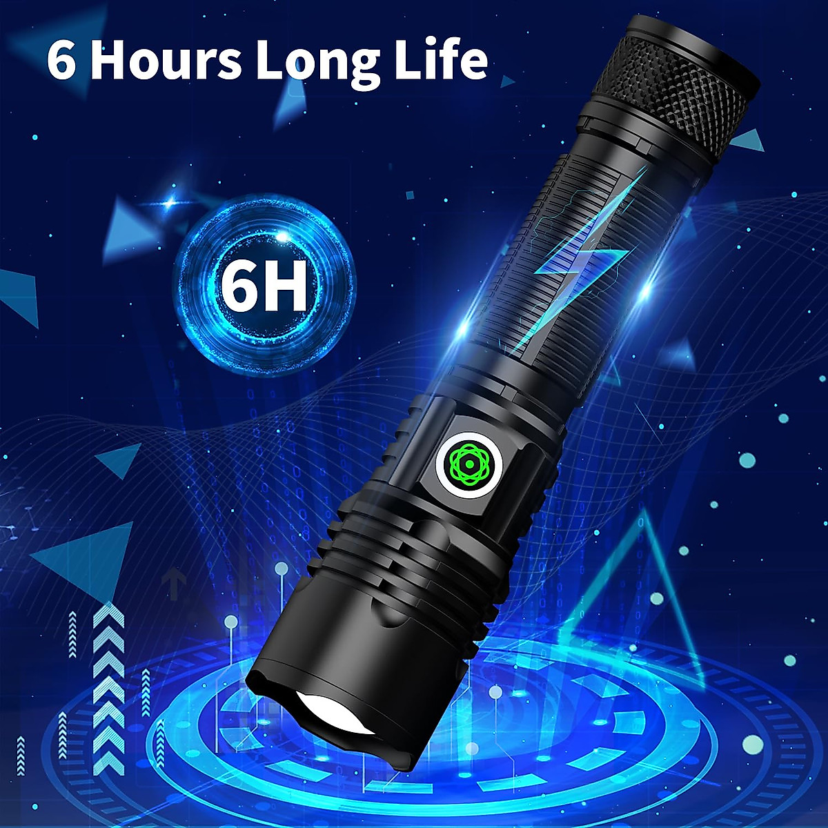 RFIUCH Rechargeable Flashlights High Lumens, 150000 Lumen Super Bright LED Flashlight with 5 Modes, LED Waterproof Handheld Flashlight for Emergencies(2 Pack)