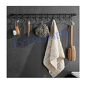 FYTRONDY Black Edition Stainless Steel Adjustable J Typed Hooks , Tube Rod Hooks, Bathroom Wardrobe Pipe Hanger(1 INCH , 4 Pack)