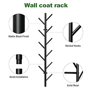 RRG Wall Mount Coat Rack 39.37 Inch, Metal Vertical Hat Rack for Wall, Modern Modern Tree Branch for Coats, Scarves, Hats, Jackets, Bags, Entryway Bedroom