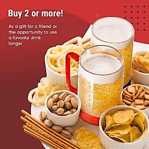 Beer Mugs with Gel Freezer 16 oz, Double Walled Beer Mugs with Handles, Color Handles Set Of 4