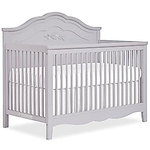 SweetPea Baby Rose 4-in-1 Convertible Crib in Silver Shimmer, Baby Crib with Spindles, Greenguard Gold Certified, Easy Assembly, Sustainable New Zealand Pinewood