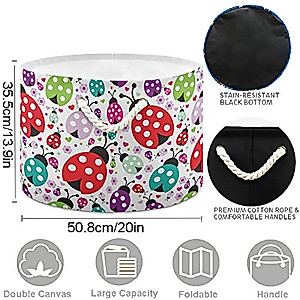 visesunny Cute Ladybug Polka Dot Laundry Baskets Fabric Storage Bin Storage Box Collapsible Storage Basket Toy Clothes Shelves Basket for Bathroom,Bedroom,Nursery,Closet,Office