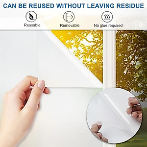 White Frosted Glass Window Film 23.6 X 78.7inch, Shackcom Bathroom Window Privacy Film - Non Adhesive Static Cling - Sun UV Blocking Heat Control Door Window Covering Decals for Home