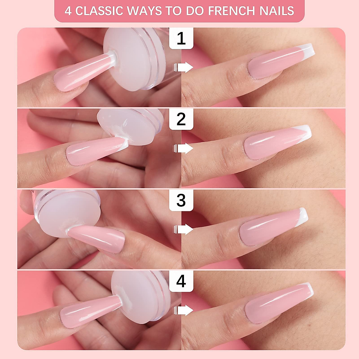 French Nail Stamper - BTArtbox French Tip Nail Tools with Nail Scraper and Replaceable Stamper Head, 100-Time Using Silicone Nail Stamper Kit for Gel Nail Polish DIY Nail Art Tools for Christmas