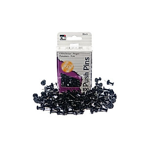 Charles Leonard Push Pins, Black, 100-Pack (200-BK)