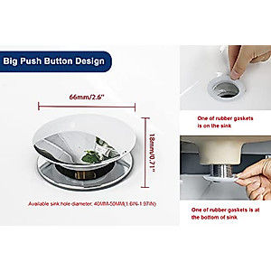 NearMoon Bathroom Pop up Drain, Brass Sink Drain Strainer for Bathroom Assembly Stopper Vessel Sink, Anti-Clogging (Without Overflow, Chrome Finish)