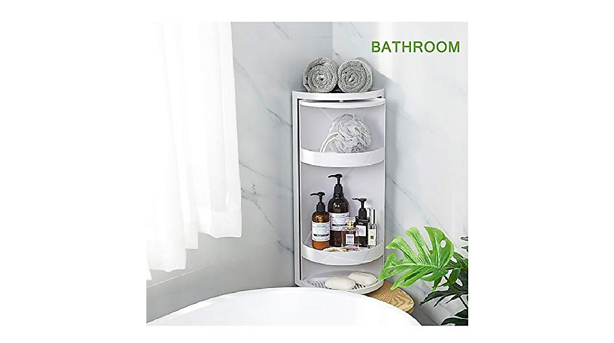 Bretoes Corner Locker: 360° Rotating Bathroom Shelf