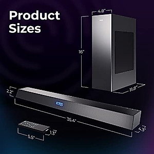 PHILIPS Soundbar with Wireless Subwoofer, Dolby Atmos Sound bar for tv 2.1-Channel Bluetooth Surround Sound System for tv Home Theater Audio Speakers, DTS Play-Fi, Amazon Echo, Airplay 2,Compatible