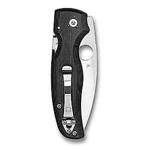 Spyderco Shaman Folding Knife - Black G-10 Handle with PlainEdge, Full-Flat Grind, CPM S30V Steel Blade and Compression Lock - C229GP