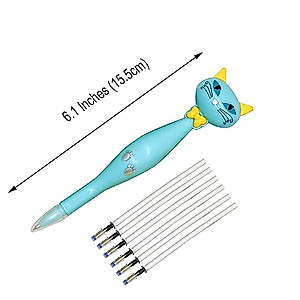 Lopenle 6PCS Cool Cat Ballpoint Pens Pretty Cartoon Cat Pens Novelty Animal Pens With 6 Pieces Refills Black Ink For Kids School Office Birthday Party…