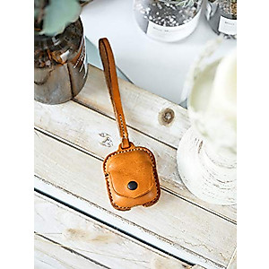 Leather Airpods Case Airpods Protective Case Cover Earbud Case Airpod Strap String Compatible with Airpods and Airpods 2 Wireless Charging Case, Yellow