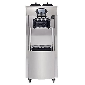 VEVOR 2200W Commercial Soft Ice Cream Machine 3 Flavors 5.3 to 7.4Gallon per Hour PreCooling at Night Auto Clean LCD Panel for Restaurants Snack Bar, Sliver