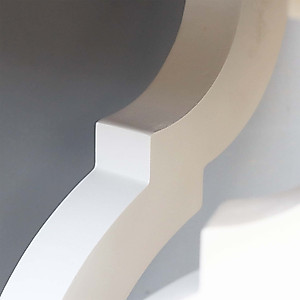 Farmhouse Accent Tables, Wood Side Table with Tray Top and Carved Concave Legs, Rustic Coffee Table for Living Room, Bedroom, Dining Room, French Country Furniture, White