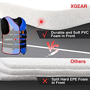 XGEAR Adult USCG Life Jacket Vest Water Sports (Blue, XXL)